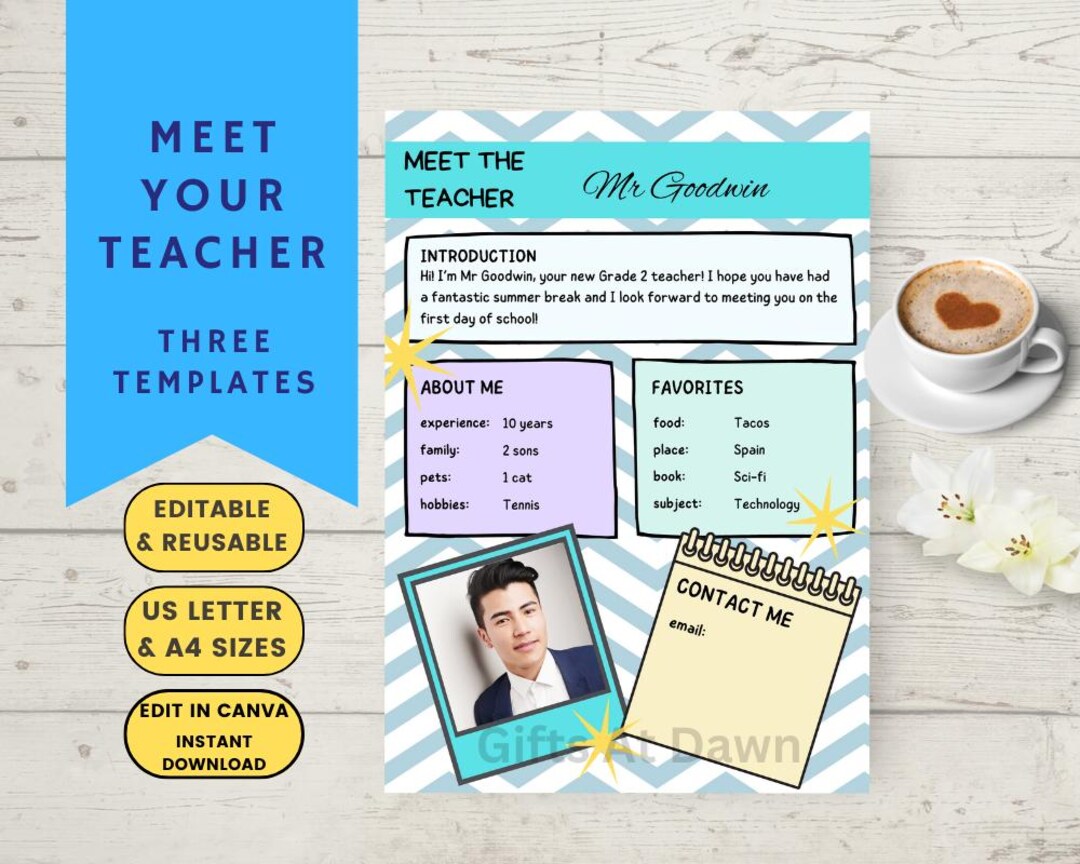 Meet the Teacher Editable Templates, Back to School, Chevron Design ...