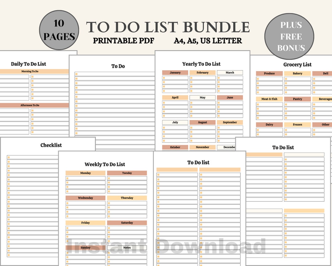 To Do List Bundle, Printable to Do List, Daily Planner, Home Task ...