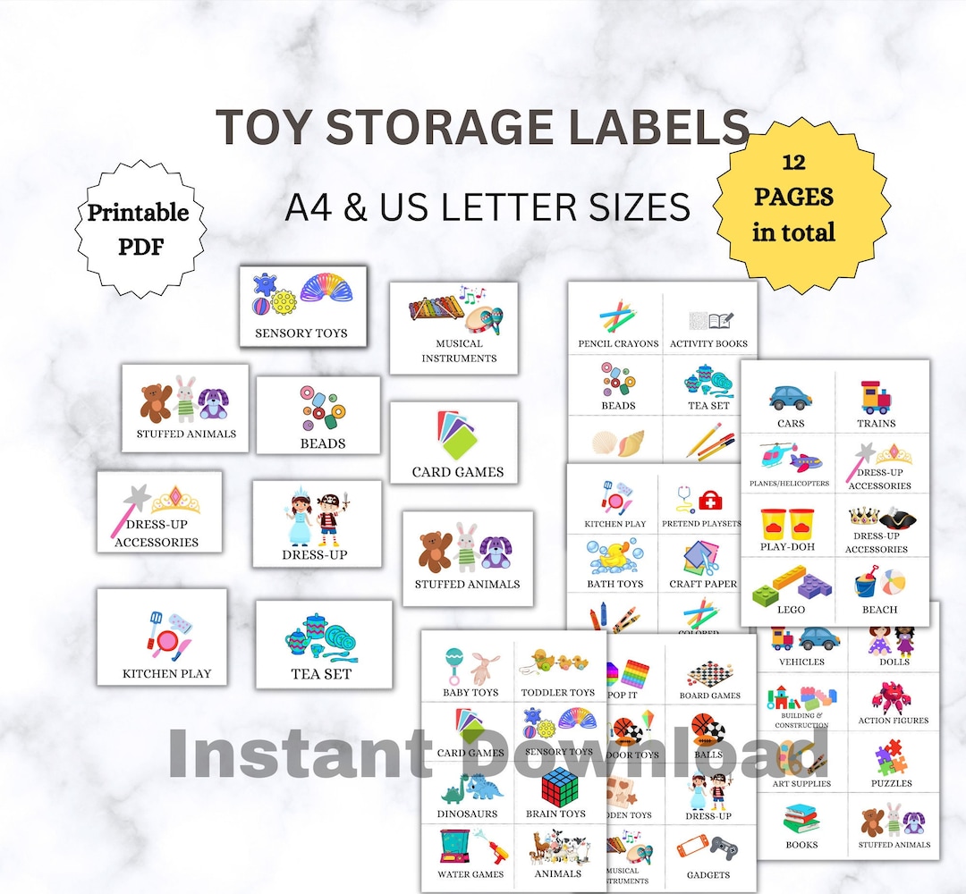 46 Toy Storage Box Labels Printable, Toy Bin Labels, Kids Toy ...