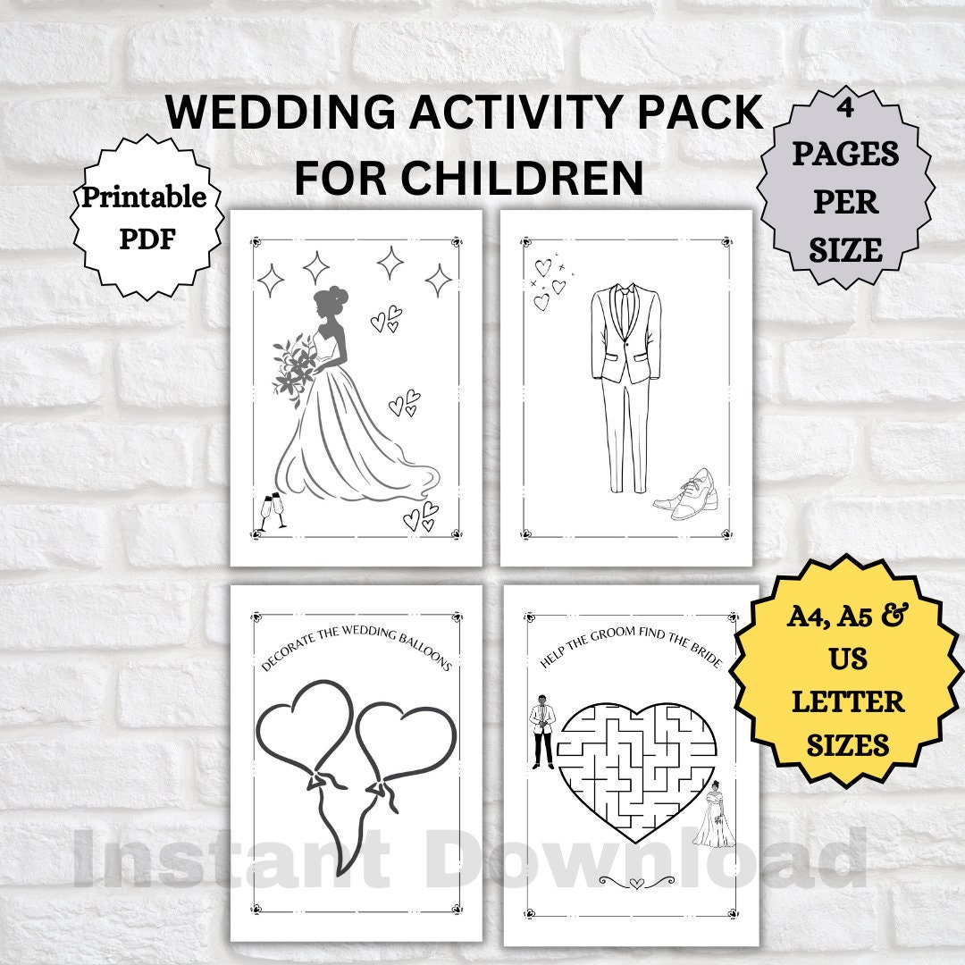 Printable Wedding Activity Pack for Kids Wedding Fun - Etsy