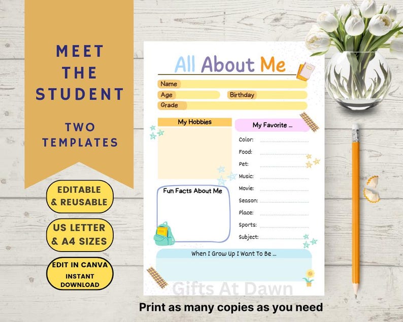Editable Meet the Teacher Template, Meet the Student Template, Rainbow ...