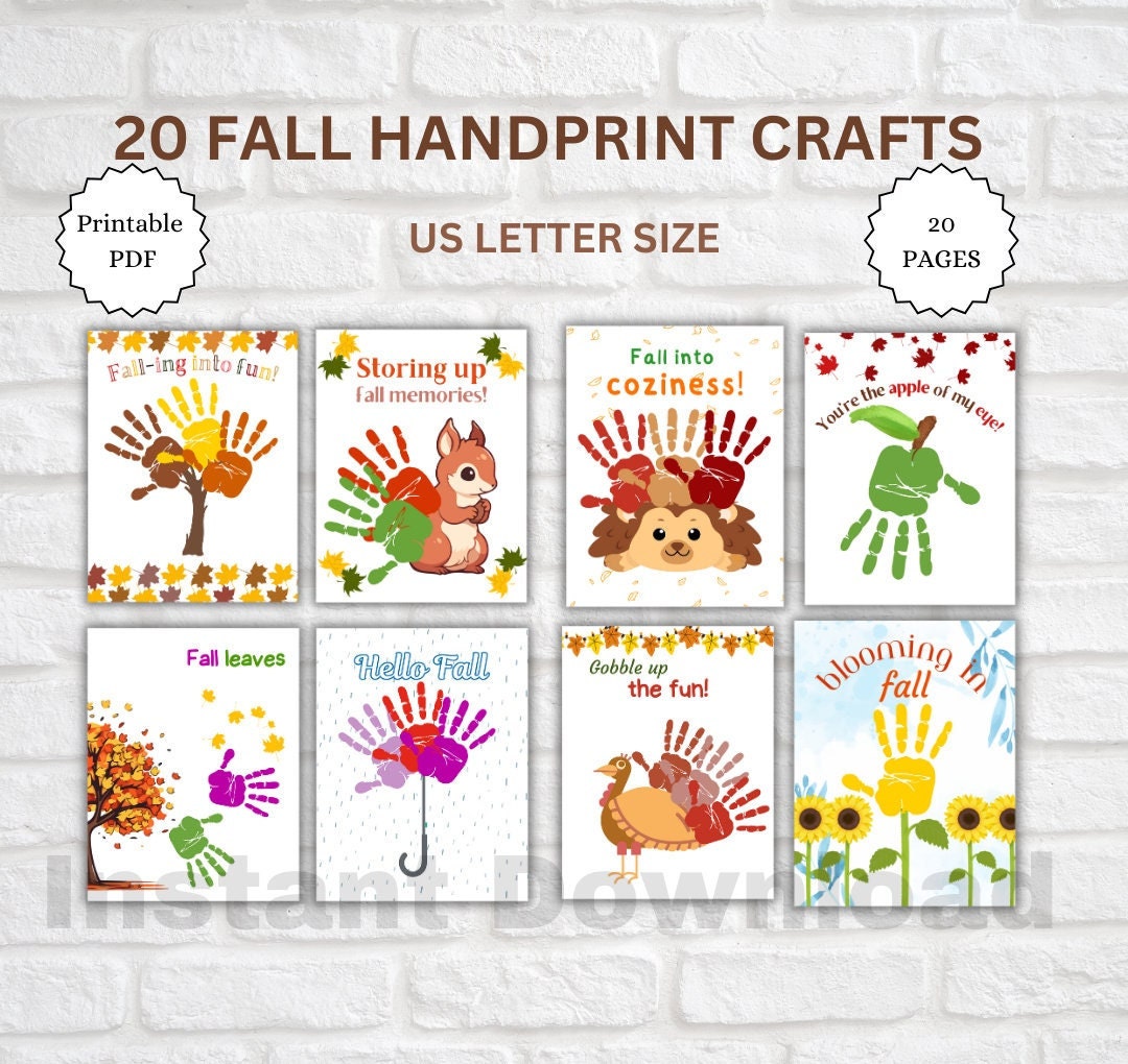 20 Fall Handprint Crafts, Printable Autumn Art for Kids, Preschool Fall ...