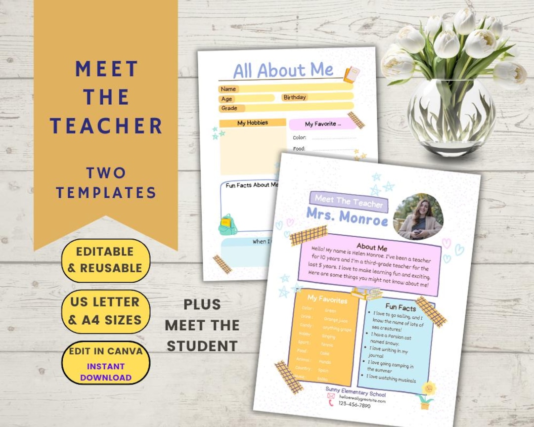 Editable Meet the Teacher Template, Meet the Student Template, Back to ...