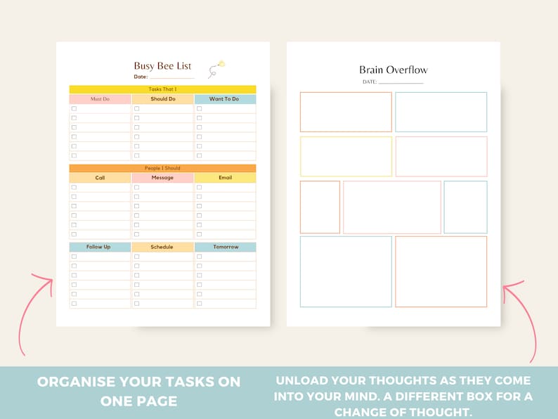 Editable Brain Dump Templates Bundle, Printable to Do List, ADHD Brain ...