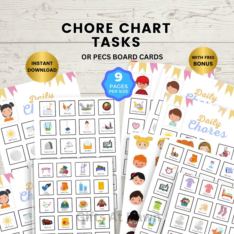 Editable Chore Charts & Chore Chart / PECS Card Tasks Daily Routine ...