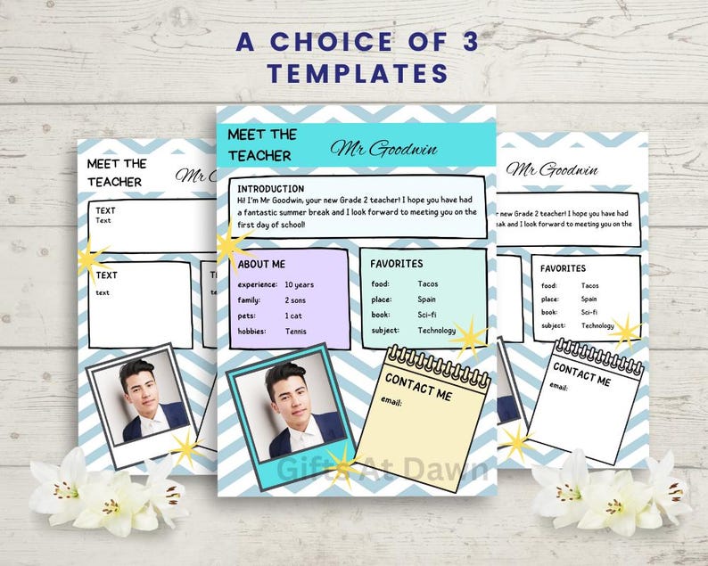 Meet the Teacher Editable Templates, Back to School, Chevron Design ...