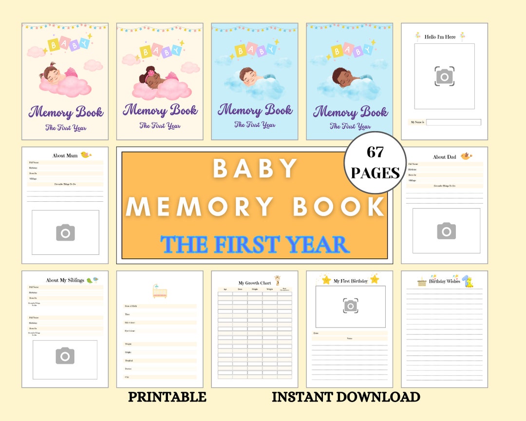 Printable Baby Memory Book First Year Milestones Journal, New Mum New ...