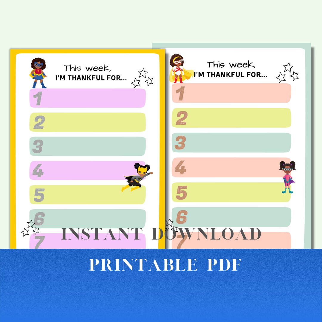 Printable Kids Gratitude Page, Childrens Thankful Journal, Kids ...