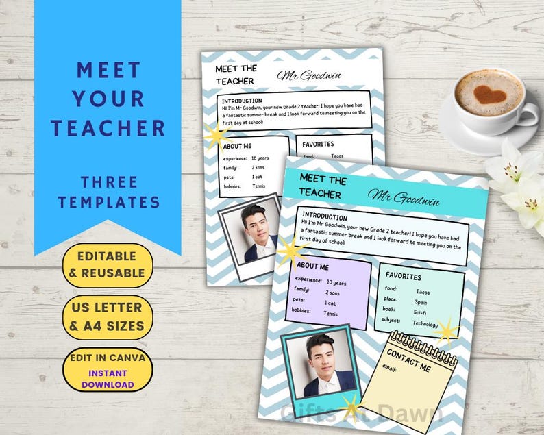 Meet the Teacher Editable Templates, Back to School, Chevron Design ...