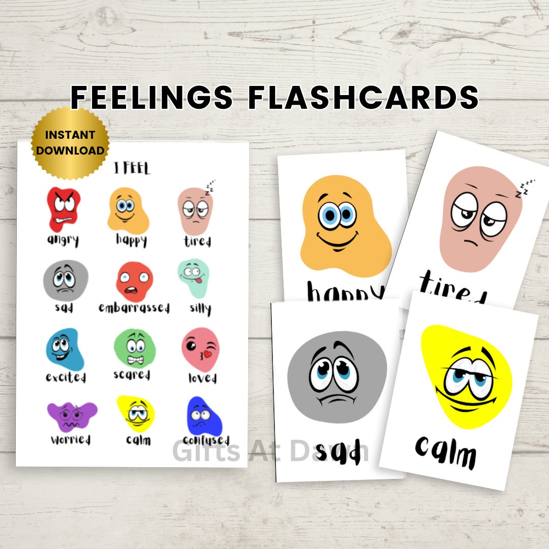 Emotional Intelligence Flashcards Kids Feelings Cards Instant Download ...