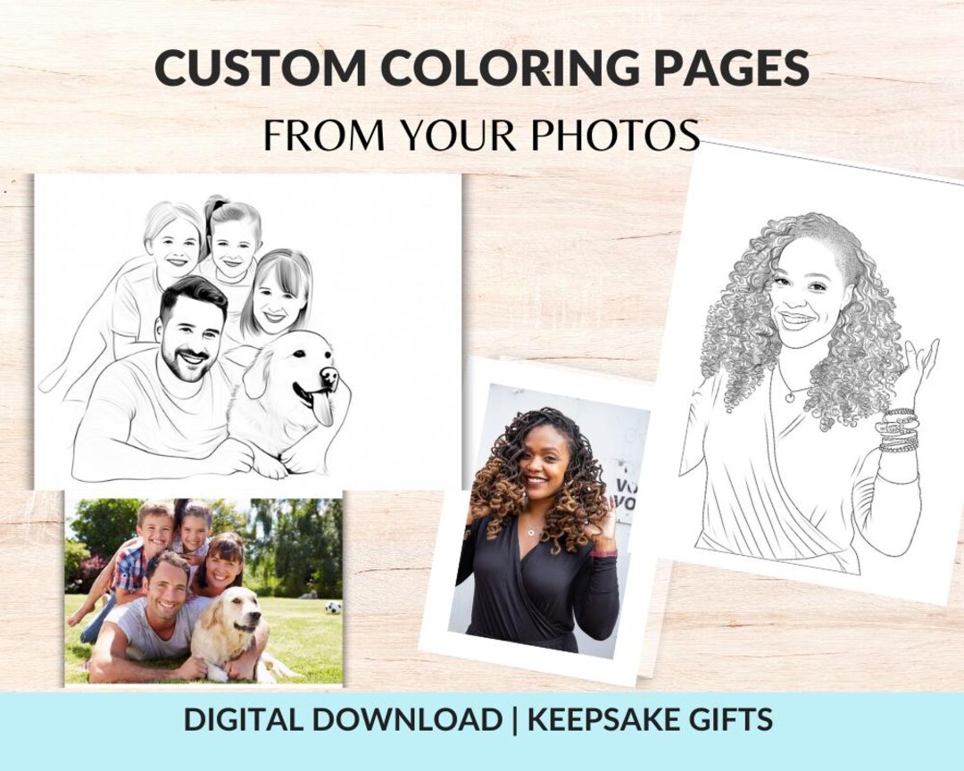 Custom Coloring Page From Photo Personalized Turn Your Picture Into ...