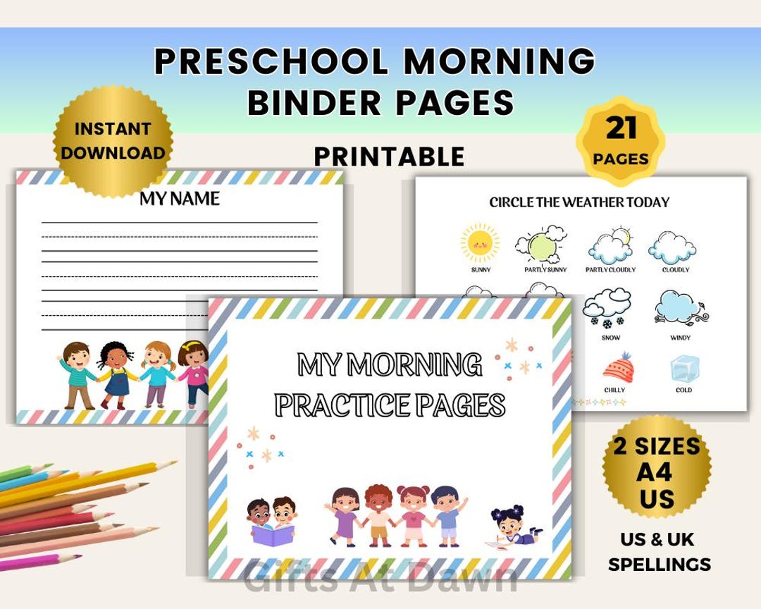 Morning Binder Pages Printable, Morning Practice Activity Worksheets ...