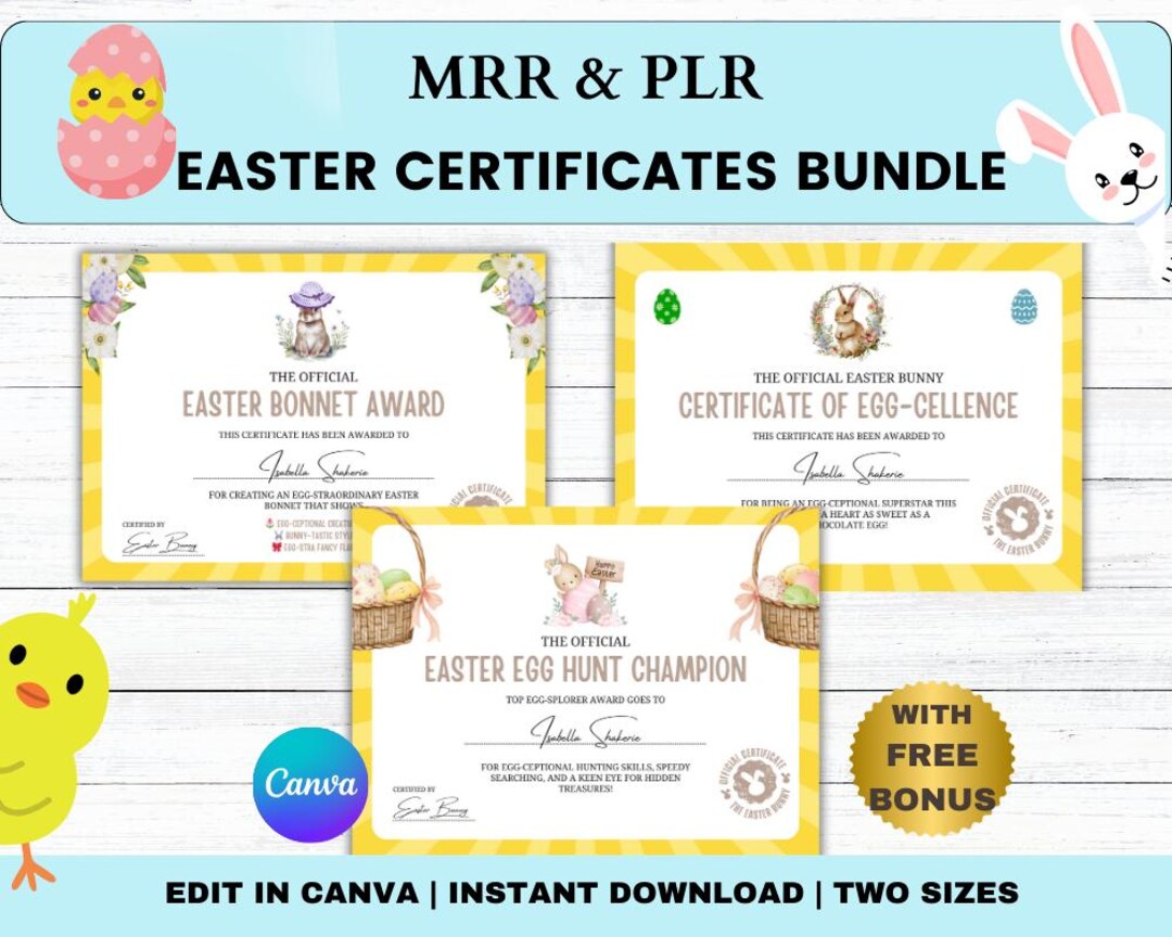 Easter Certificates Printable Easter Scavenger Hunt Award Easter Bonnet ...