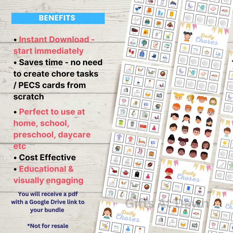 Editable Chore Charts & Chore Chart / PECS Card Tasks Daily Routine ...