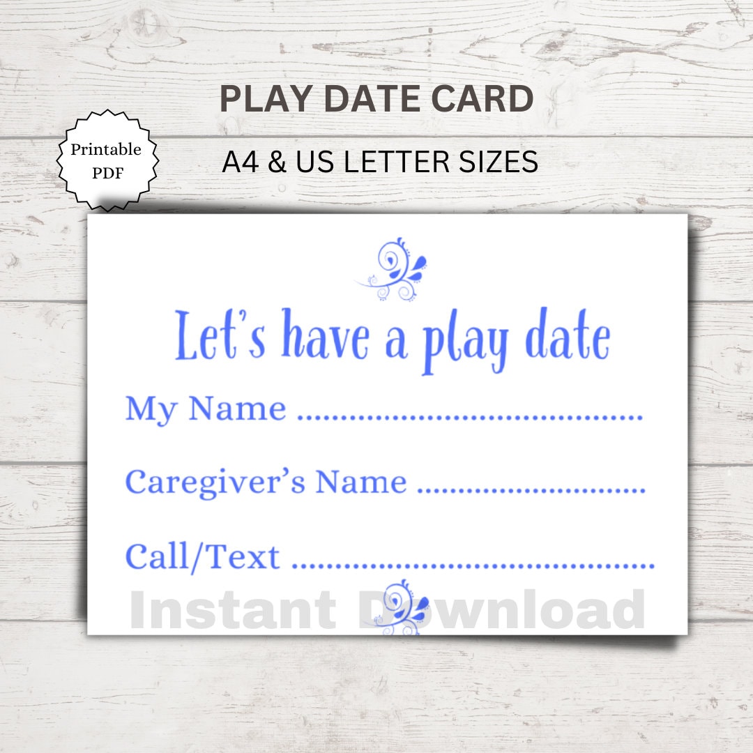 Printable Play Date Cards, Playdate Invite, Minimalist Design, Friend ...