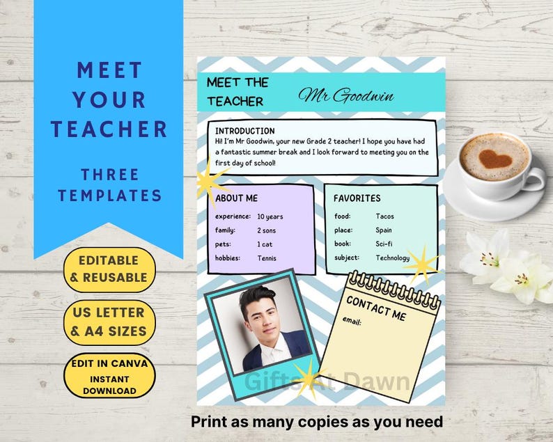 Meet the Teacher Editable Templates, Back to School, Chevron Design ...