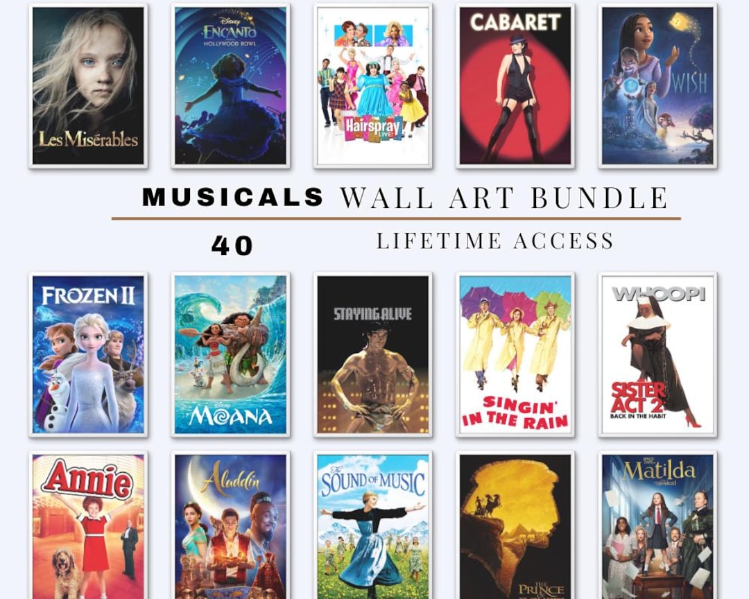 Vintage Musicals Posters Bundle, Musical Movies Bedroom Wall Art ...