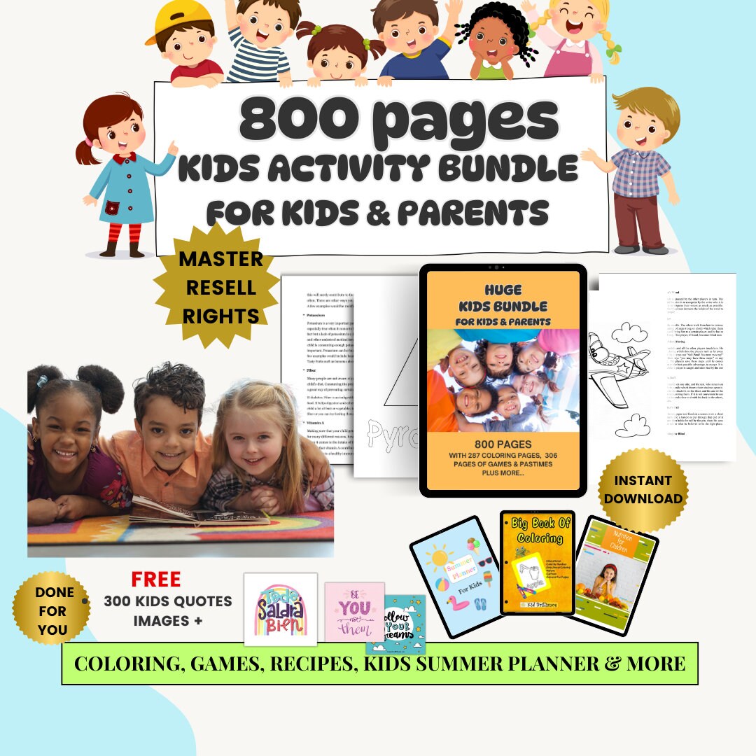 MRR Kids Activity Bundle for Kids & Parents, Summer Fun Activities, 800 ...
