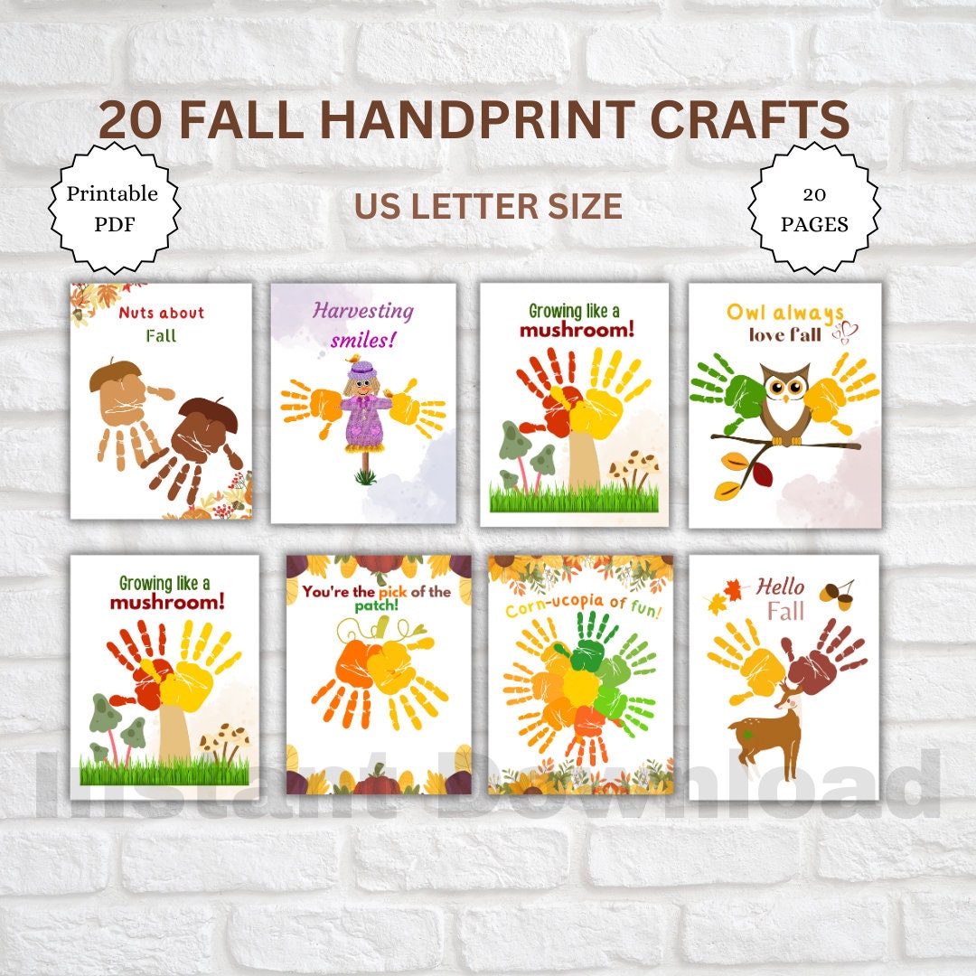20 Autumn Handprint Crafts, Printable Fall Crafts for Kids, Early Years ...