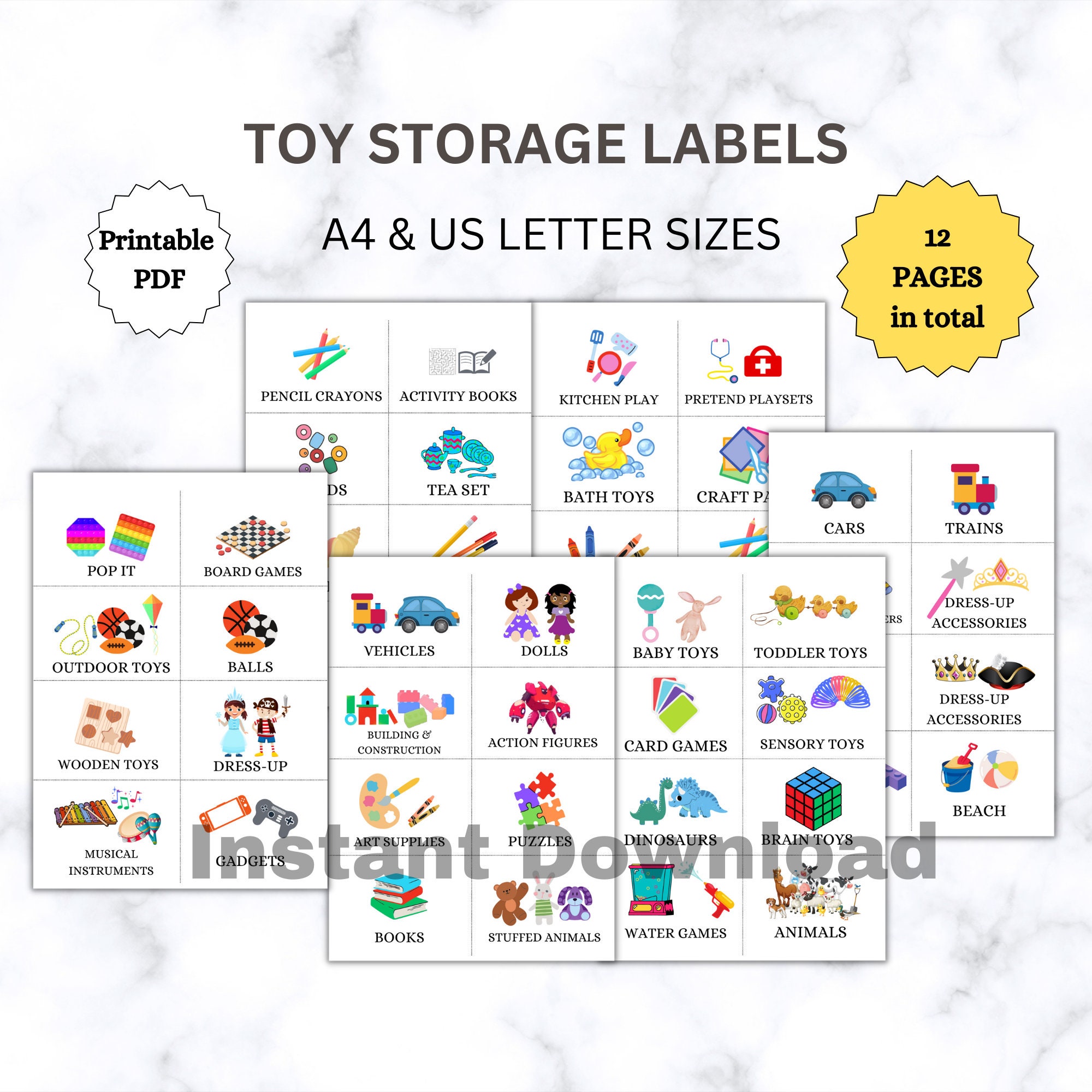 46 Toy Storage Box Labels Printable, Toy Bin Labels, Kids Toy ...
