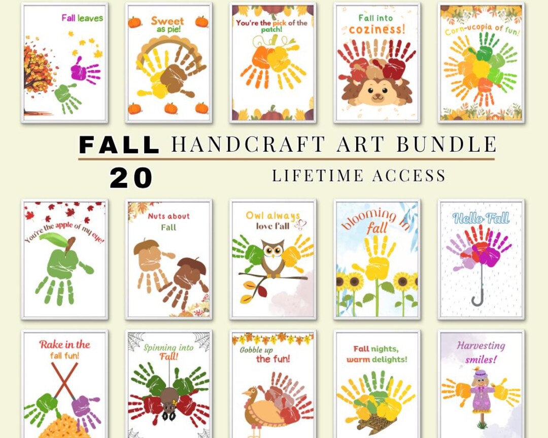 20 Fall Handprint Art Bundle Printable Autumn Craft for Kids, Preschool ...