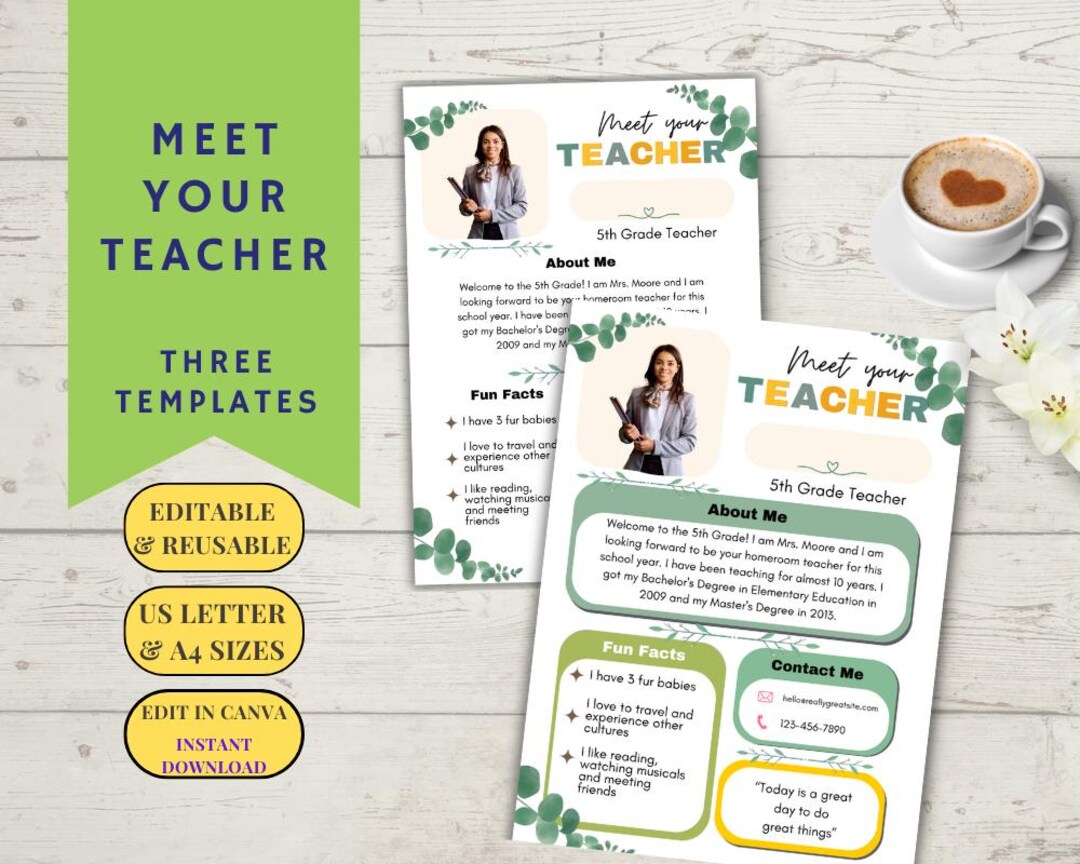 Editable Meet the Teacher Templates, Back to School, Botanical Design ...