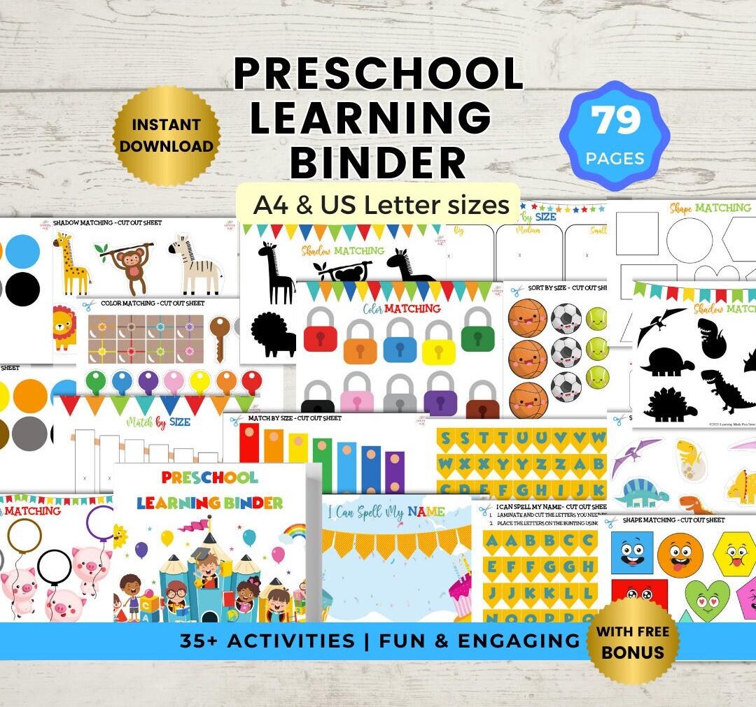 Preschool Learning Binder 79 Pages Printable Activity Worksheets Busy ...