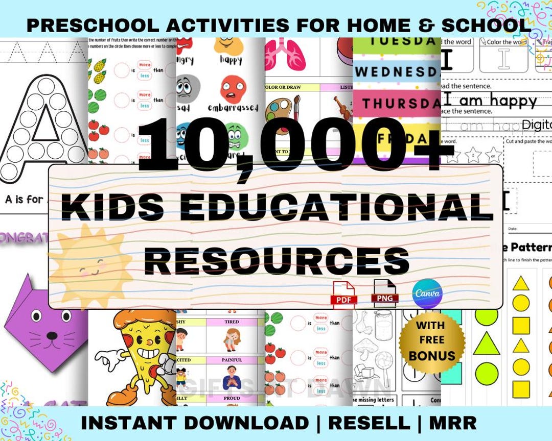 Kids Educational Resources Bundle, MRR, PLR, Preschool & Kindergarten ...