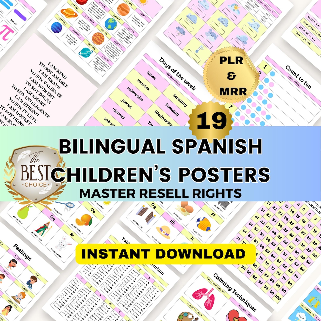 Bilingual Spanish Educational Posters for Kids, 19 Colorful Posters ...
