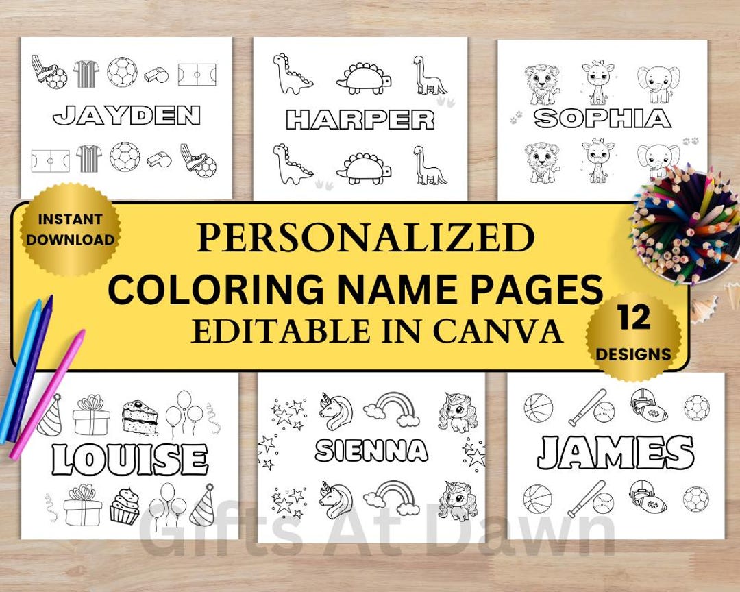 Personalized Coloring Pages, Name Gift, Editable Coloring Pages for ...