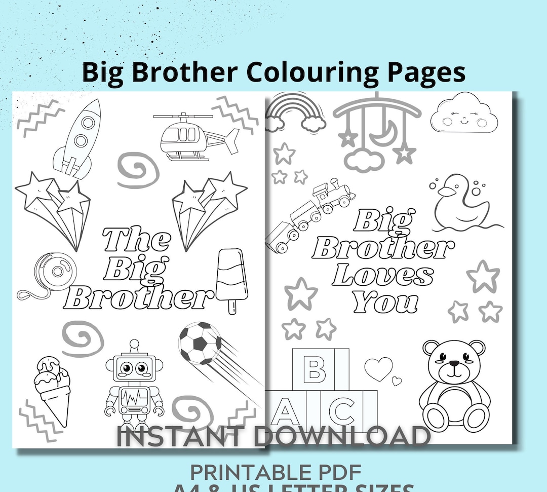 Big Brother Colouring Pages Set of 2 Printable Sheets for - Etsy