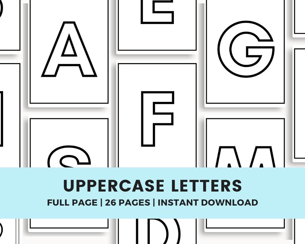 Alphabet Uppercase Letters Printable Individual Letters A-Z Education ...