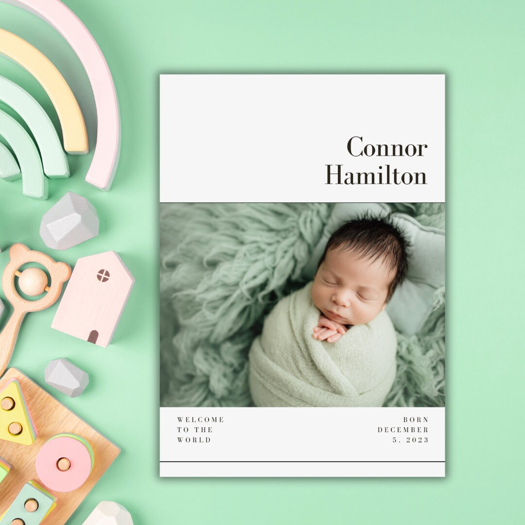 Editable Baby Announcement Template, Newborn Template, Printable ...