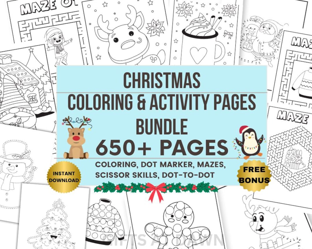Huge Christmas Coloring & Activities Pages Bundle, 650+ Printable Pages ...