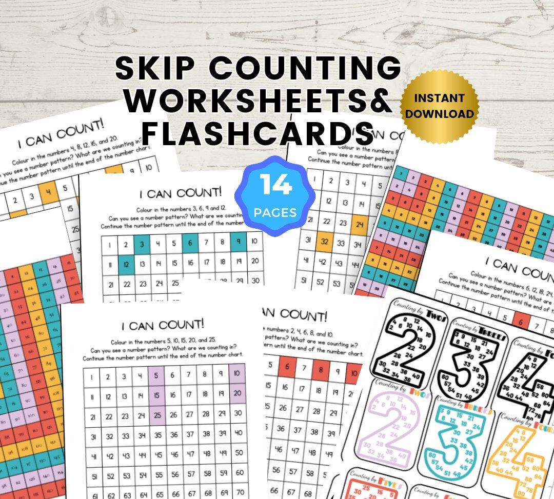 Skip Counting Flashcards Math Flash Cards 14 Pages Counting Practice ...