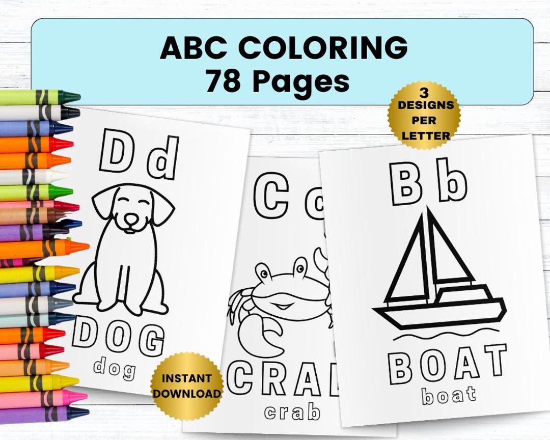 Preschool Alphabet Coloring Pages Bundle, 78 Printable ABC Colouring ...