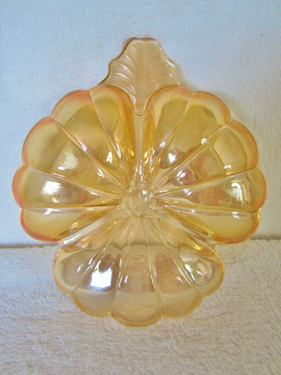 Vintage Carnival Depression Glass Dish-in Amber Iridescent - Etsy