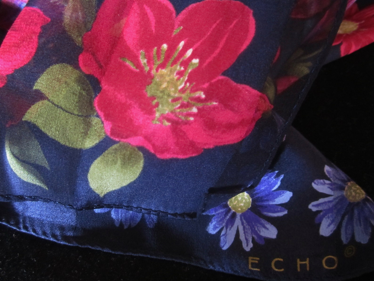 Echo Silk-Scarf Vibrant-Colors Floral-Design by Echo as | Etsy