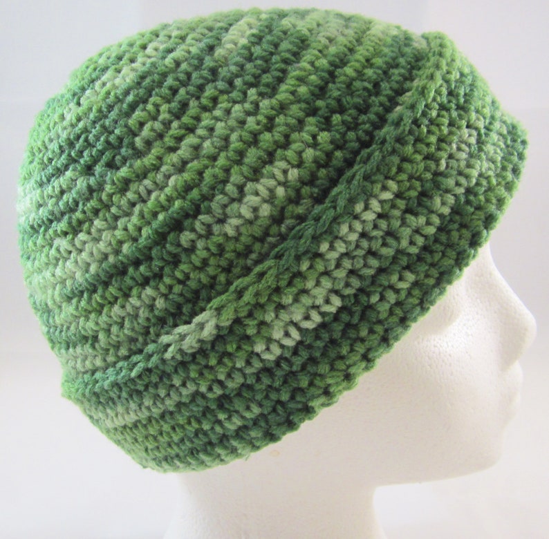 Man's Hat Green Color Tones-hand Crochet With 4-ply - Etsy