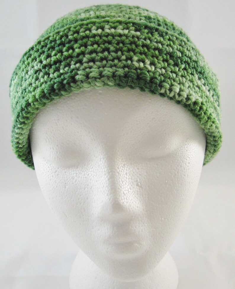 Man's Hat Green Color Tones-hand Crochet With 4-ply - Etsy