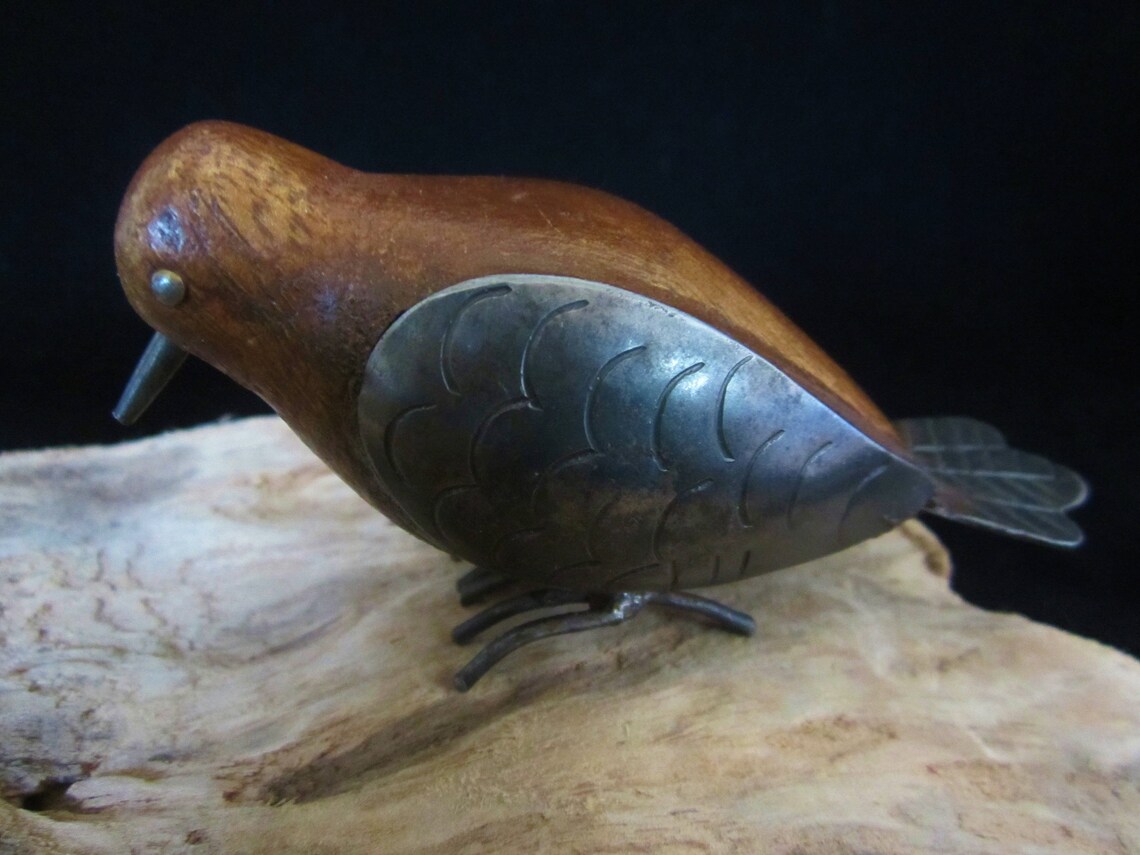 Folk-art Set of Two Wood Birds Handcrafted Solid Wood | Etsy