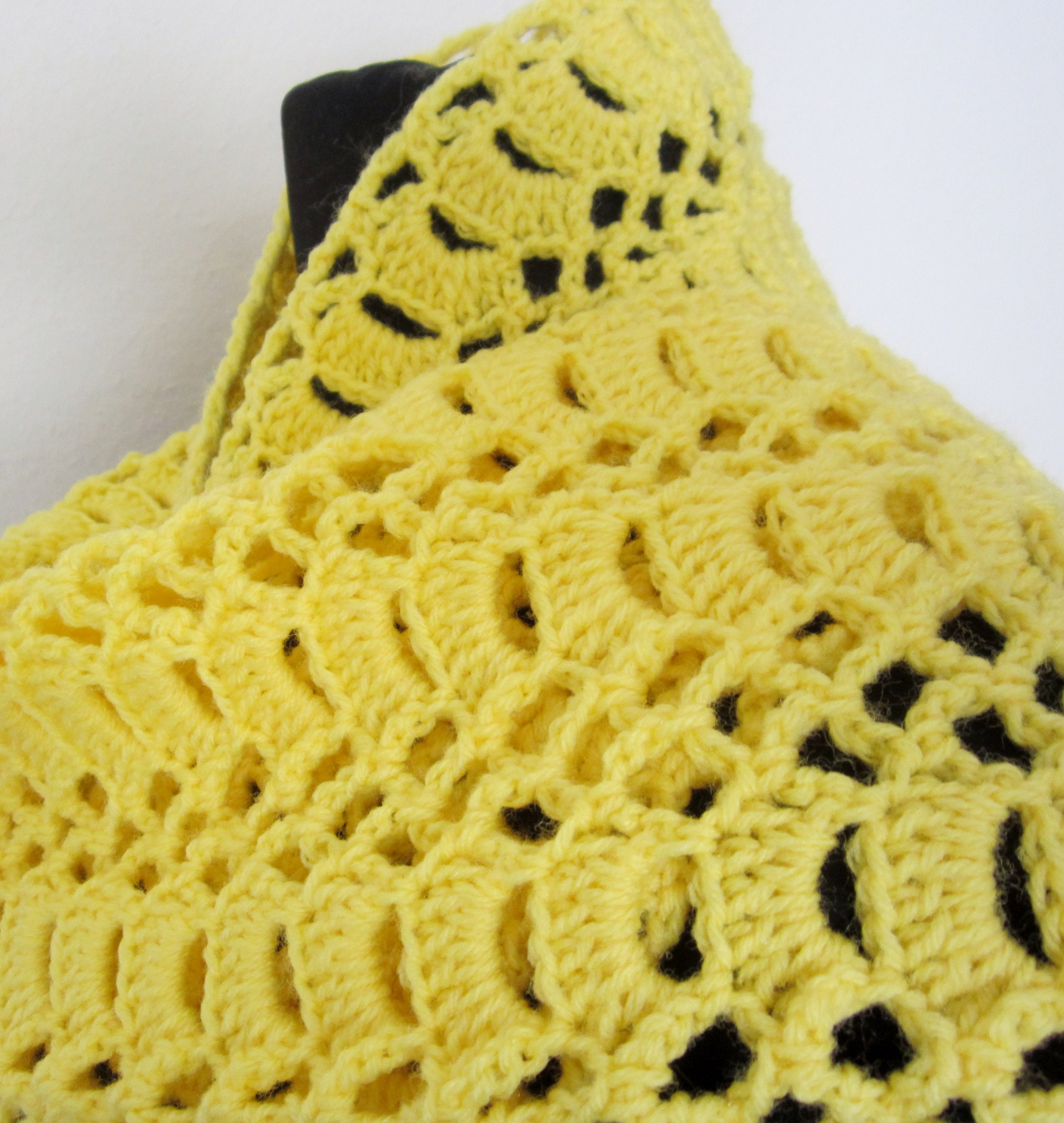 Yellow Scarf Crochet With a Bright Yellow Acrylic Sport Yarn & a Fan ...