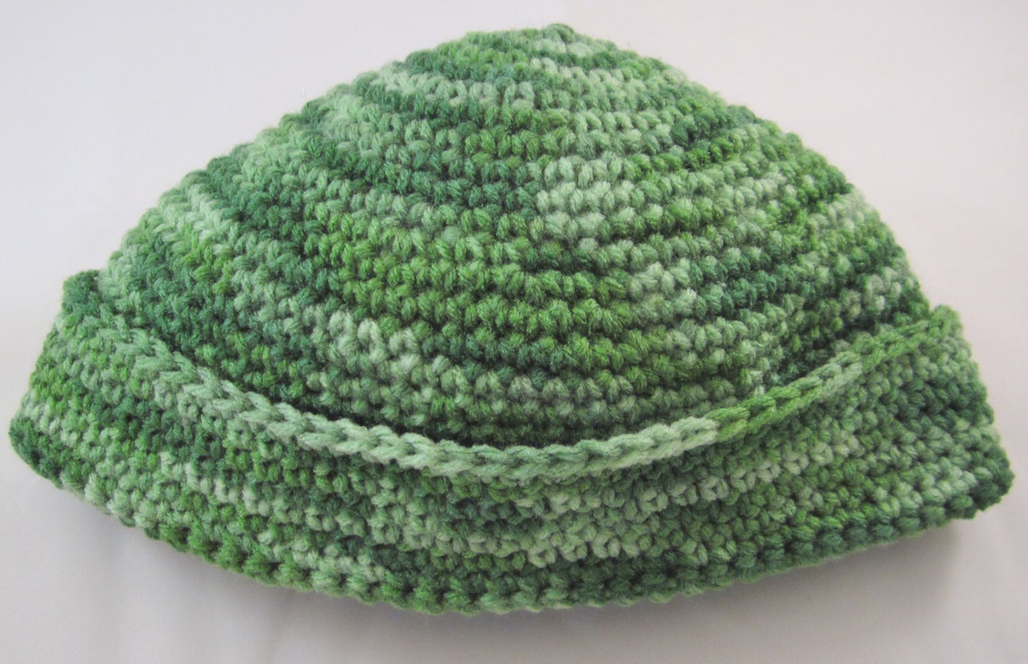 Man's Hat Green Color Tones-hand Crochet With 4-ply | Etsy