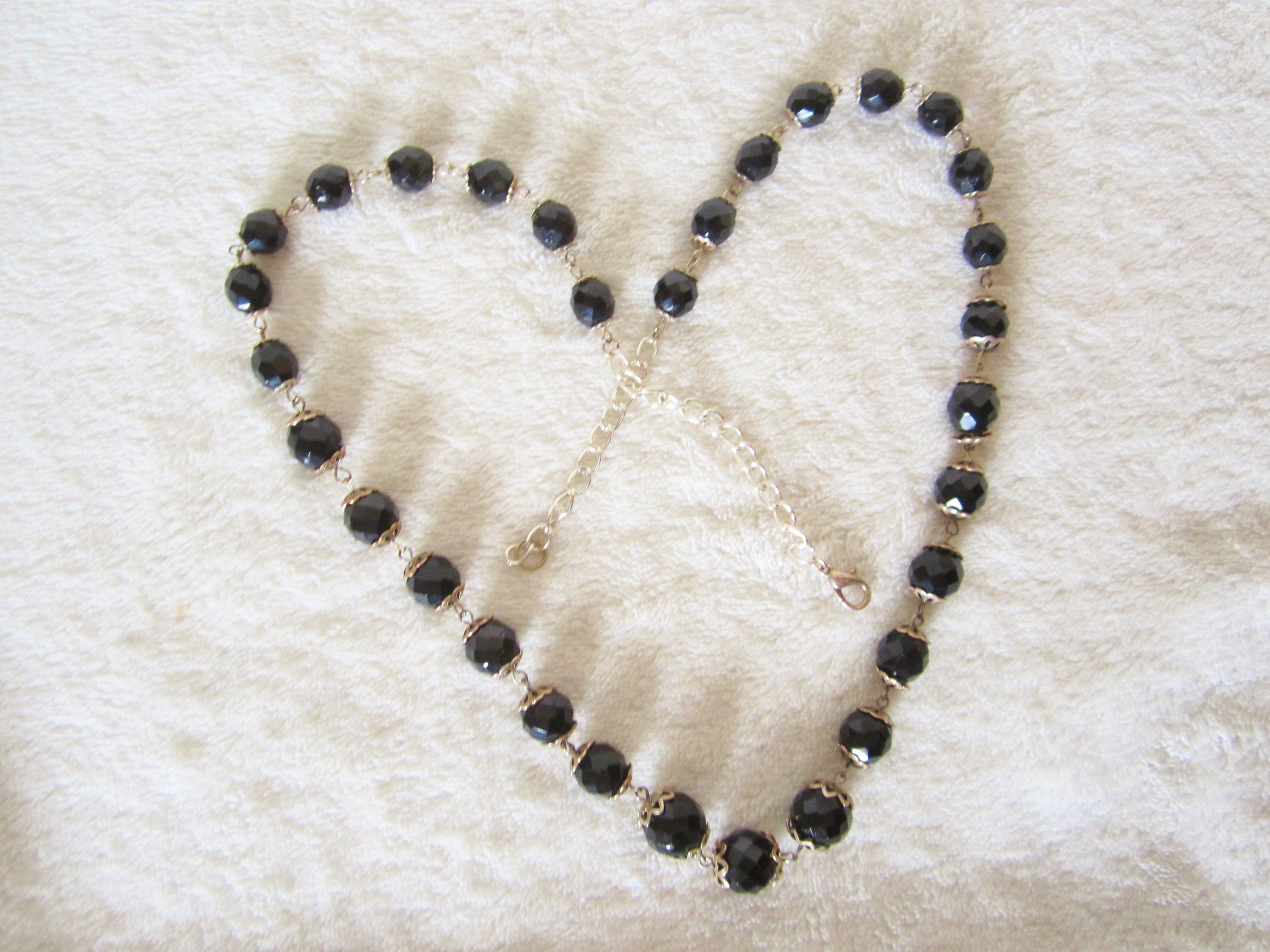 Black Graduated Glass Beaded Neck Chain Features Three Large - Etsy