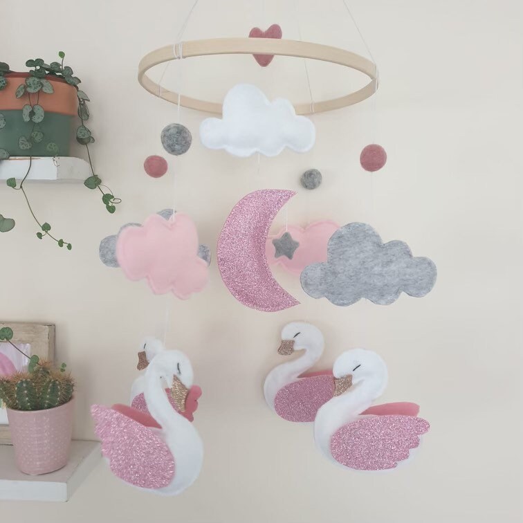 Swan Mobile, Swan Cot Mobile , Swan Princess Nursery , Ballerina ...