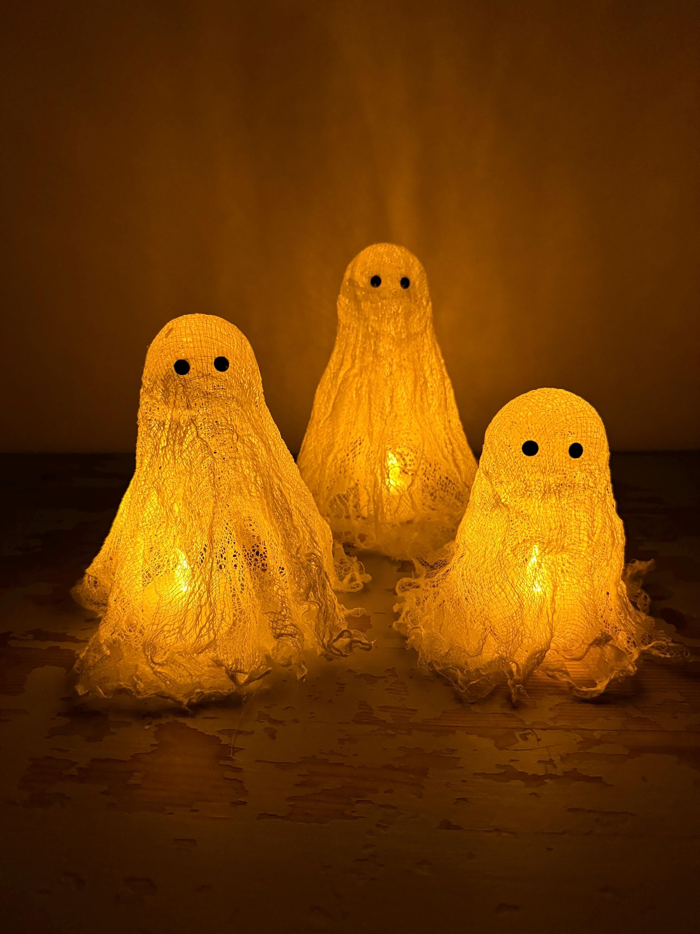 Family of 3 Ghosts LED Lights, Halloween Table Decor, Light up Ghost ...