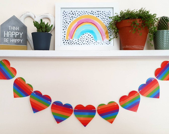 Happy Garland, Rainbow Garland, Pride Garland, Rainbow Decorations St ...