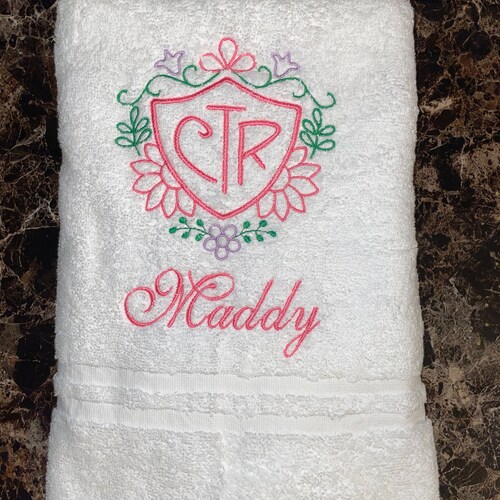 Floral CTR Machine Embroidery Design for Baptism Towel Gifts - Etsy