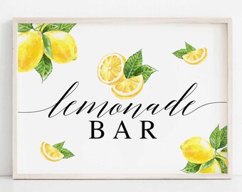 Pink Floral Lemon Lemonade Bar Sign Printable Citrus Lemon She Found ...