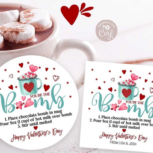Editable Hot Chocolate Bomb Tag Valentine's Day Hot Cocoa - Etsy